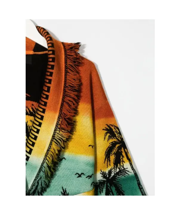 Alanui Palm Tree Printed Cardigan - Black