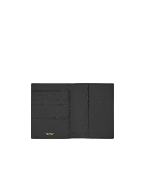 FERRAGAMO Gancini Plaque Bi-fold Wallet - Black