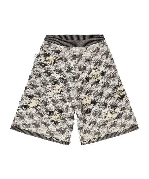 DIESEL® Houndstooth-jacquard Knee-length Shorts - Gray/white