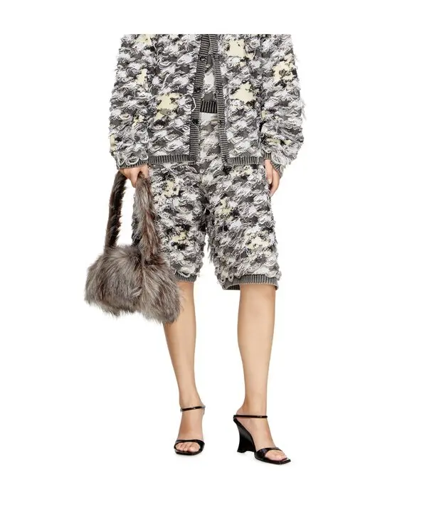 DIESEL® M-vanja Destroyed Houndstooth-jacquard Shorts - Gray/white