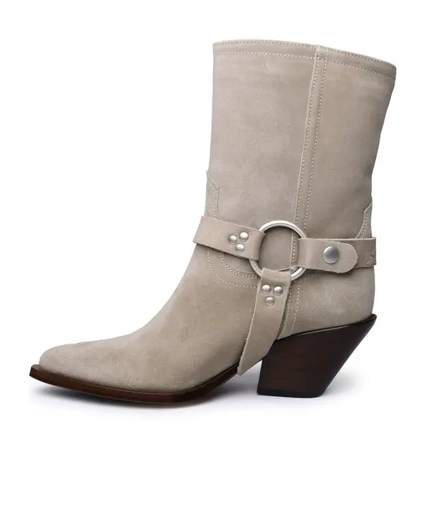 SONORA Low-heeled Ankle Boots With Metal Detail - Nude