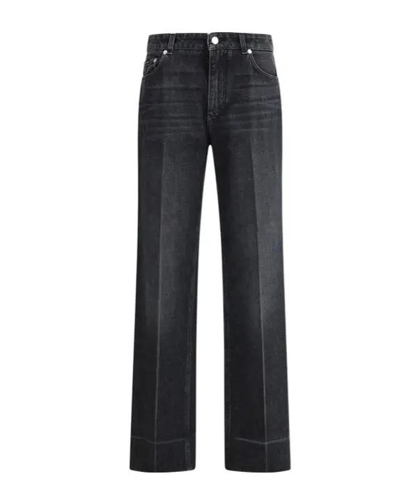 Dolce & Gabbana Dolce Gabbana Logo Plaque Straight Leg Jeans - Black