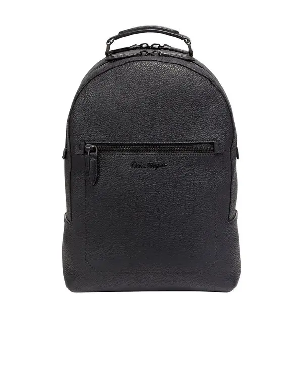FERRAGAMO Logo Embroidered Zipped Backpack - Black