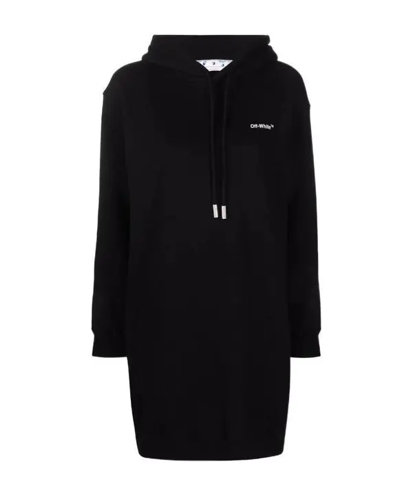 Off-White Diag-stripe Hoodie Dress - Black