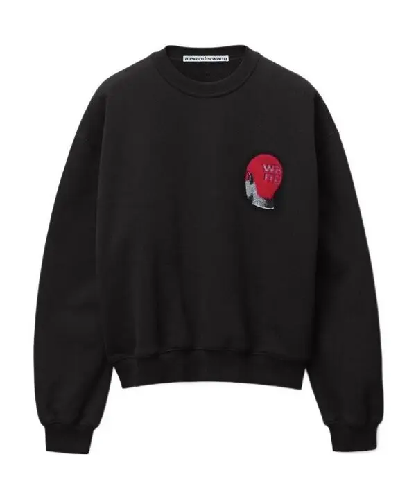 Alexander Wang Terry Cloth Sweatshirt With Logo Detail - Black