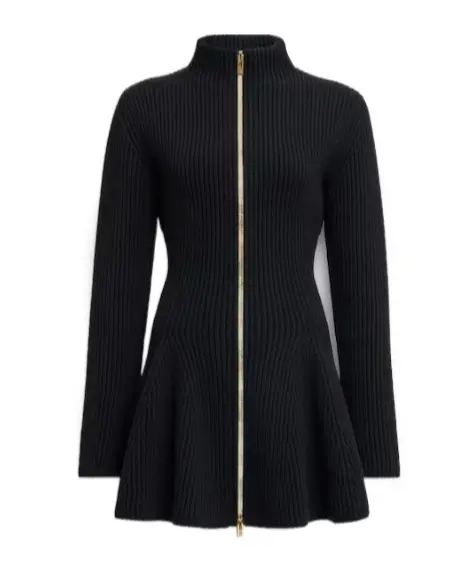 Alaïa Flared Ribbed Knitted Cardigan - Black