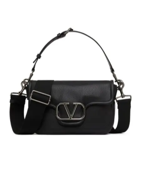 Valentino Garavani Locò Foldover Top Shoulder Bag - Black