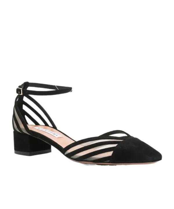 AQUAZZURA Striped Ankle Strap Pumps - Black