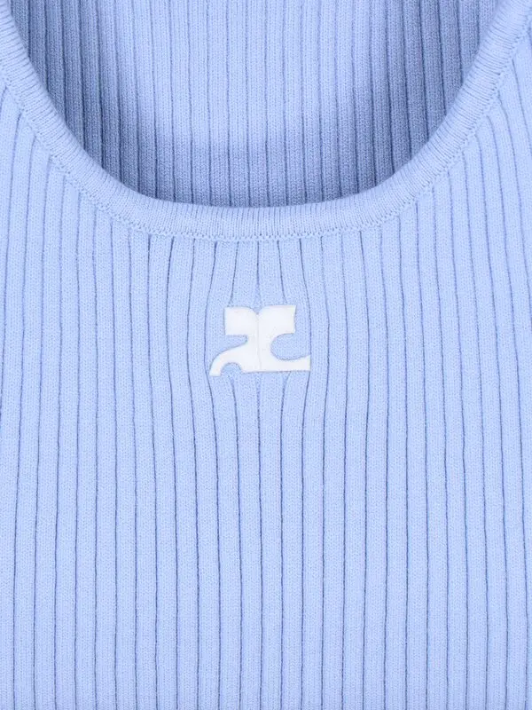 COURREGES Courrèges Logo Embroidered Ribbed Knit Top - No