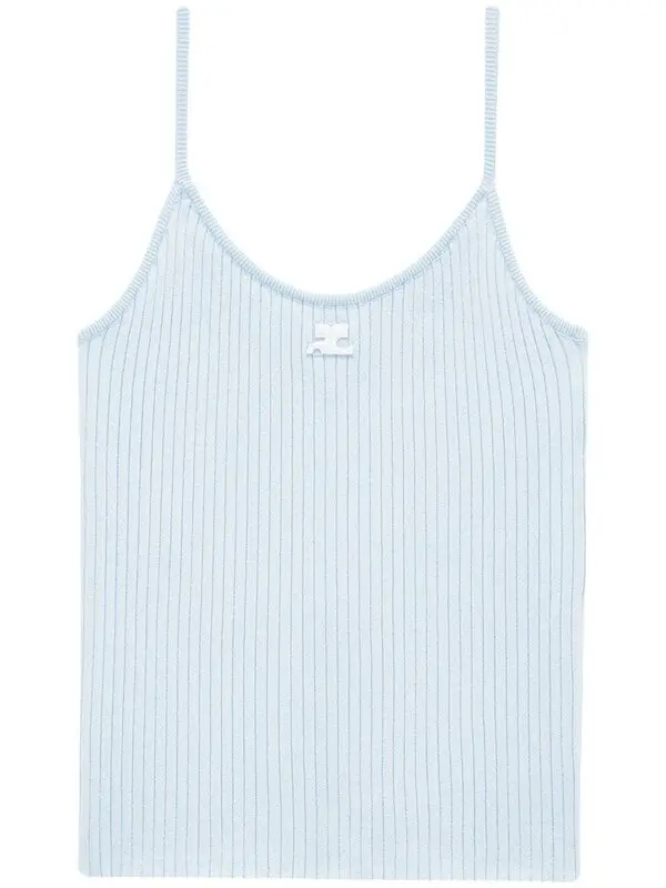 COURREGES Courrèges Logo Embroidered Ribbed Knit Top - No