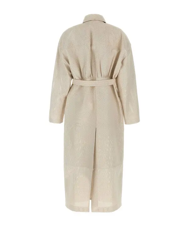 Sportmax Perforated Belted Long-sleeved Coat