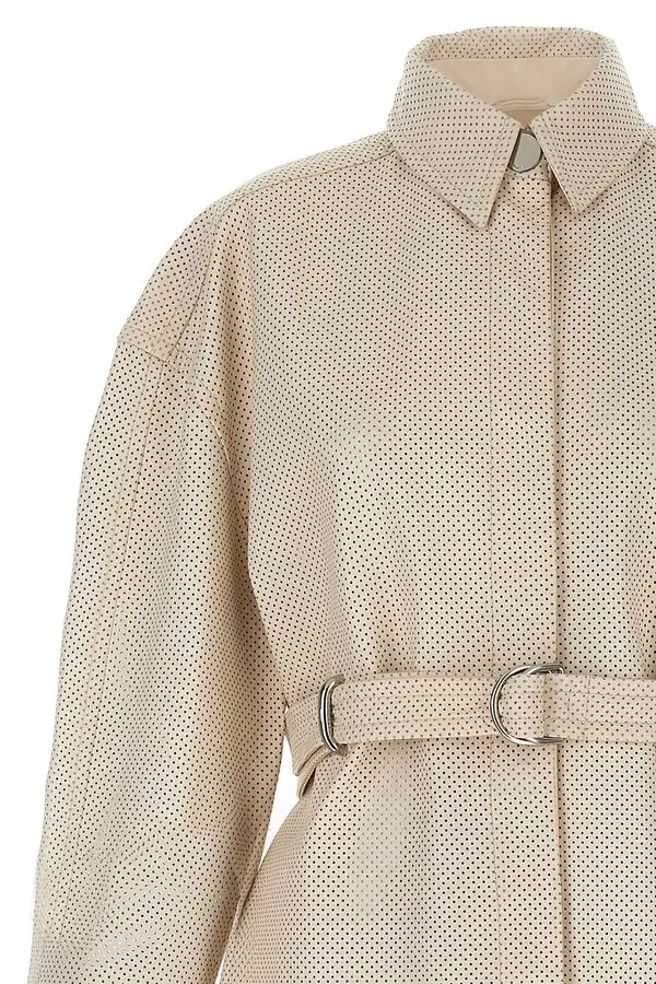 Sportmax Perforated Belted Coat - Nude
