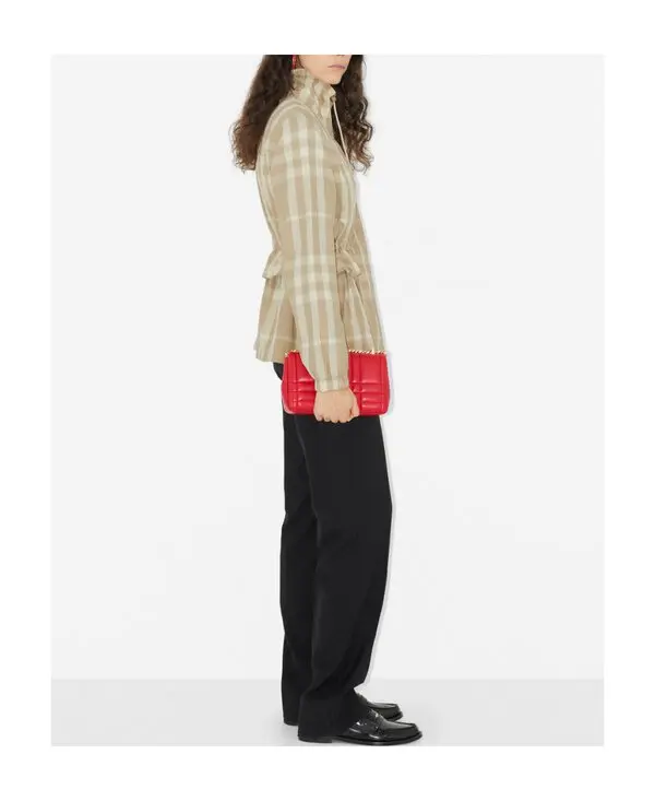 Burberry Plaid High-neck Jacket With Drawstring Details