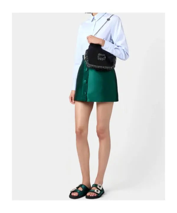 ROGER VIVIER Pilgrim Velvet Drawstring Bag With Crystal Embellishments