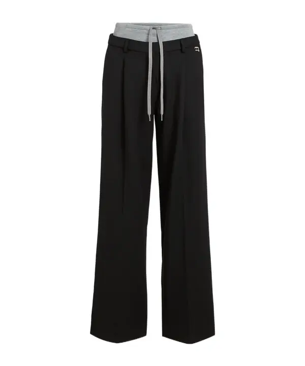 Karl Lagerfeld Ikon Double-waistband Trousers - Black/gray Mixed Color