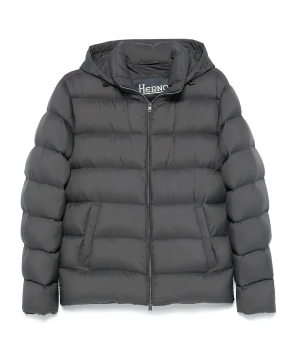 Herno Hooded Quilted Bomber Jacket With Drawstring Hem - Antracite