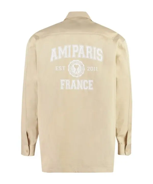 AMI Paris Logo-printed Long-sleeved Buttoned Shirt