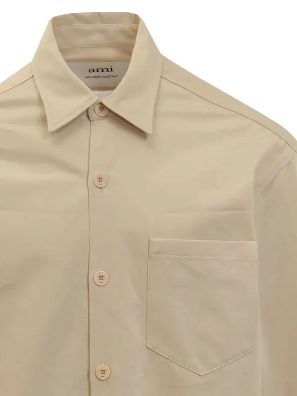 AMI Paris Logo-printed Long-sleeved Buttoned Shirt