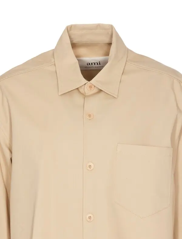 AMI Paris Logo-printed Long-sleeved Buttoned Shirt