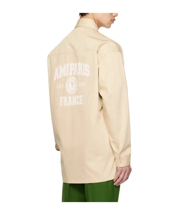 AMI Paris Logo-printed Long-sleeved Buttoned Shirt