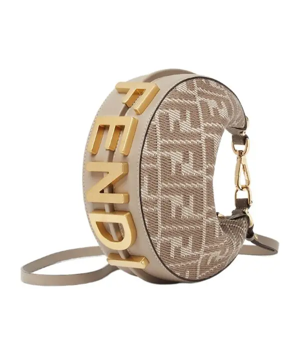 Fendi Ff Jacquard Mini Shoulder Bag - Grey