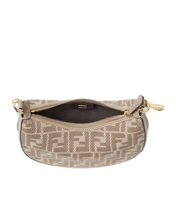 Fendi Ff Jacquard Mini Shoulder Bag - Grey