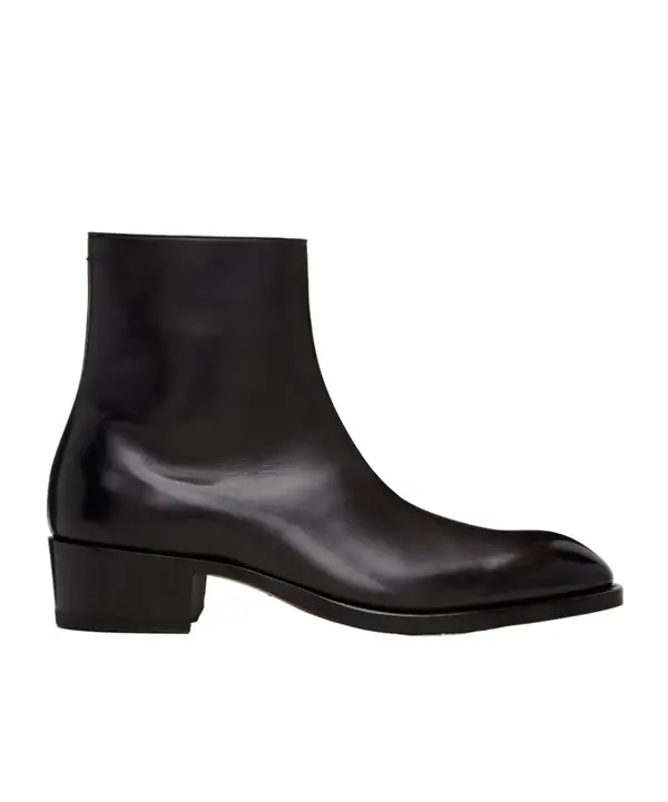 TOM FORD Leather Zip Boots - Black