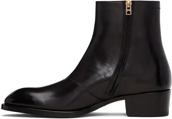 TOM FORD Leather Zip Boots - Black