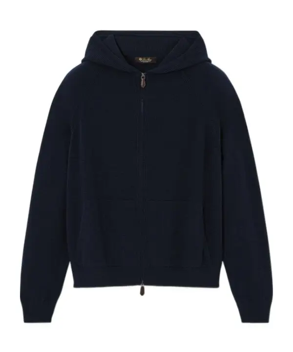 Loro Piana Zip-up Hooded Coat - Navy Blue