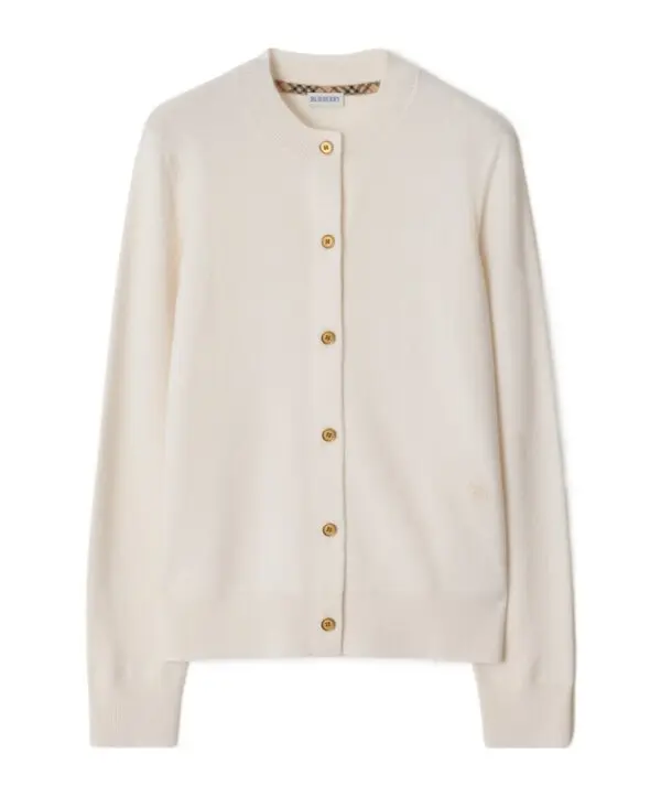 Burberry Cashmere Blend Cardigan - Chalk