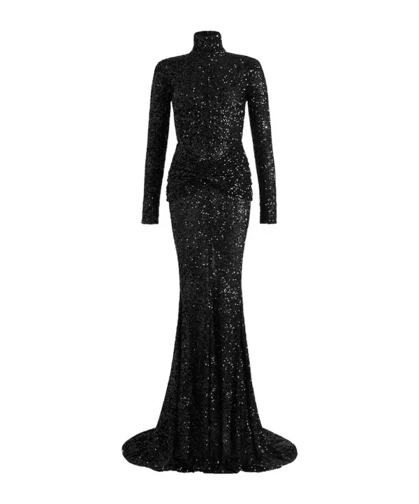 PATOU Sequinned High-neck Maxi Dress