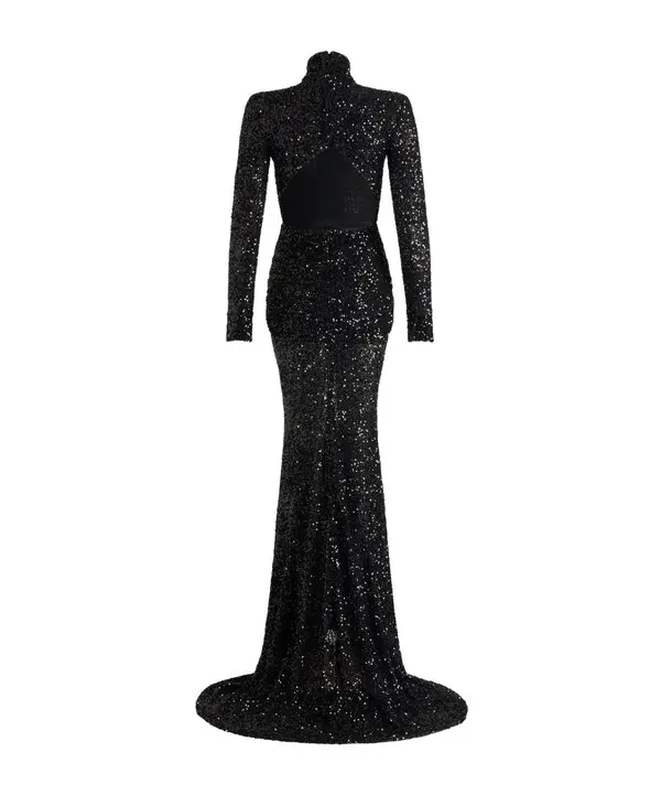 PATOU Sequinned High-neck Maxi Dress