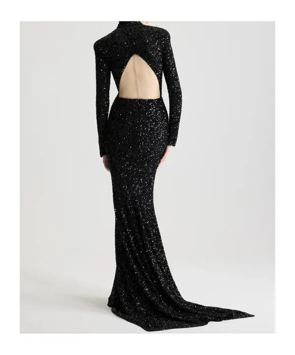 PATOU Sequinned High-neck Maxi Dress