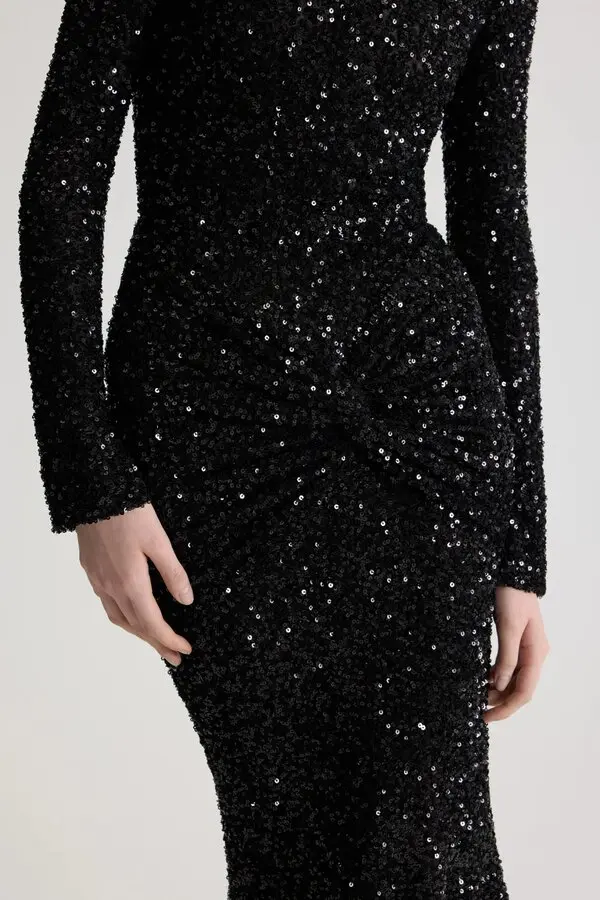 PATOU Sequinned High-neck Maxi Dress