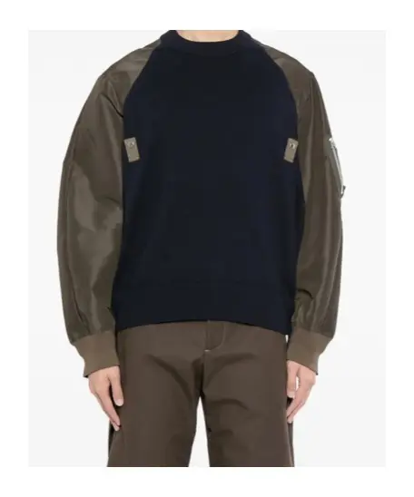 Sacai Sponge Sweatshirt With Zippered Sleeve Pockets