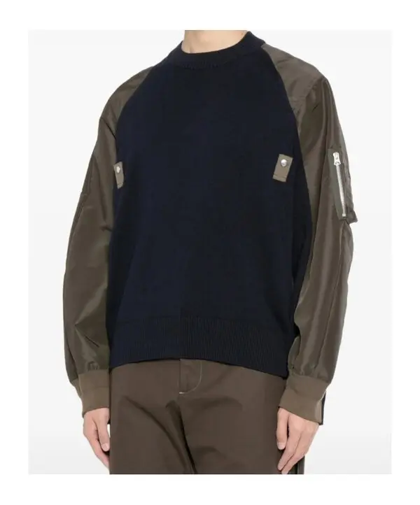 Sacai Sponge Sweatshirt With Zippered Sleeve Pockets
