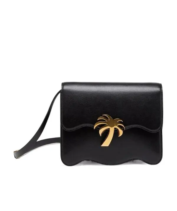 Palm Angels Palm Plaque Foldover Shoulder Bag - Black