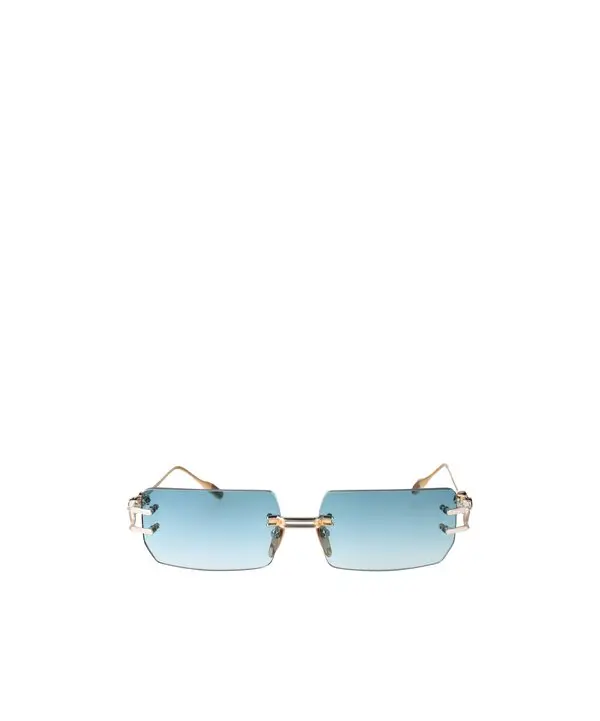 Chrome Hearts Rectangular Sunglasses - Shiny Silver-gold Plated