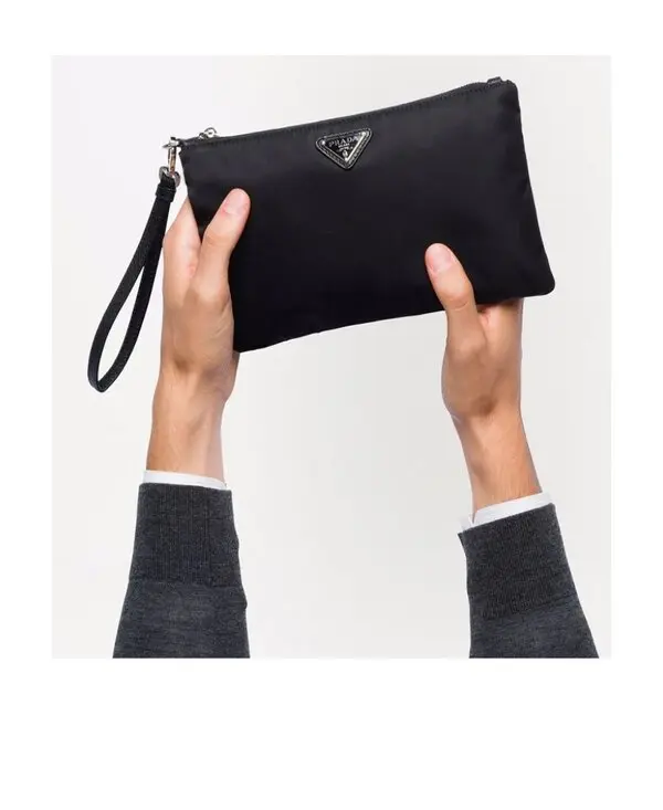Prada Re-nylon And Saffiano Leather Pouch - Black