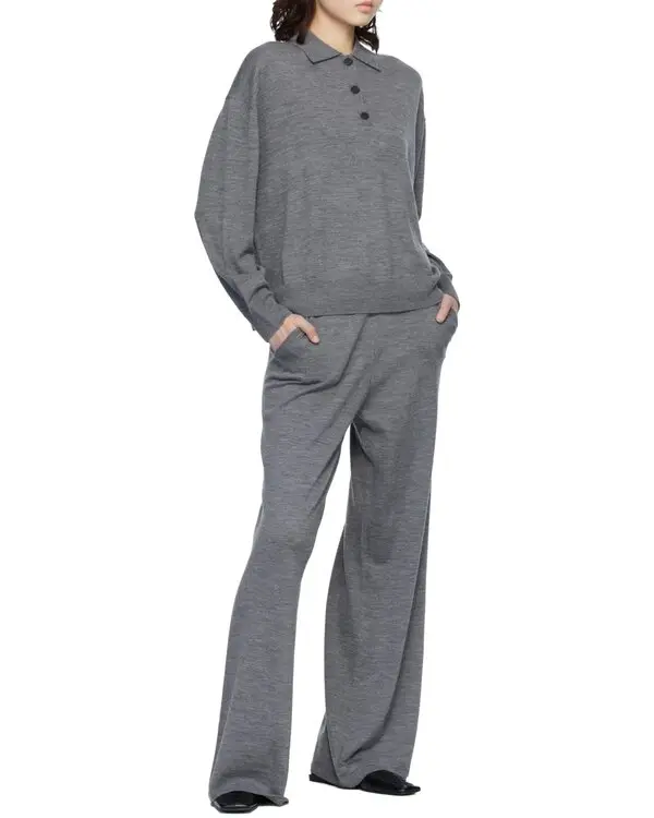 ANINE BING Buttoned Polo Top - Gray
