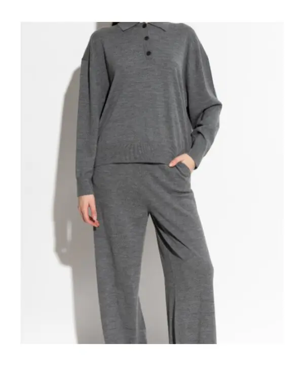 ANINE BING Buttoned Polo Top - Gray