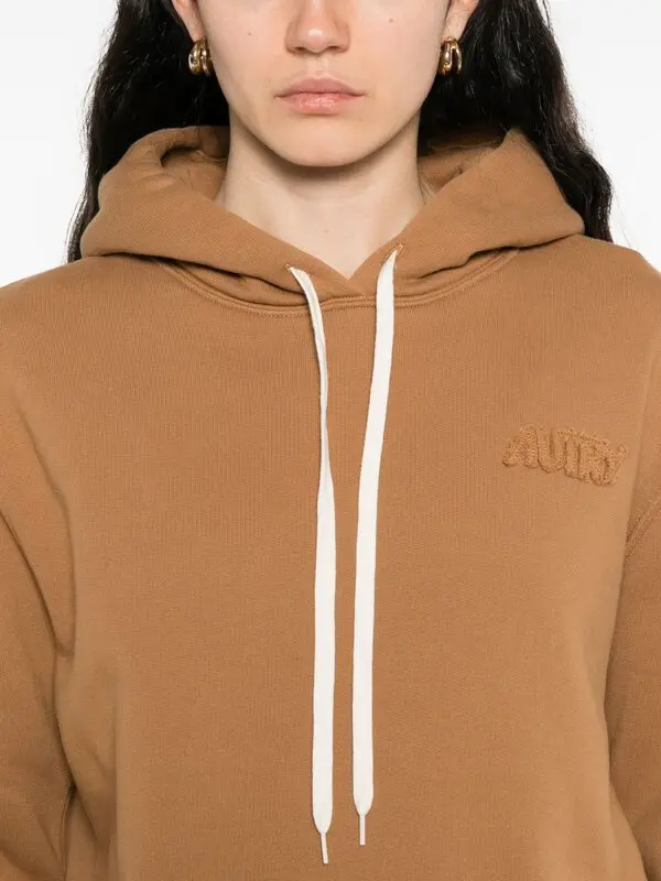 AUTRY Logo Embroidered Hoodie - Brown
