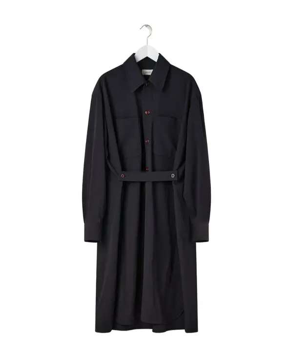 LEMAIRE Pleated Shirt Dress In Light Wool Gabardine