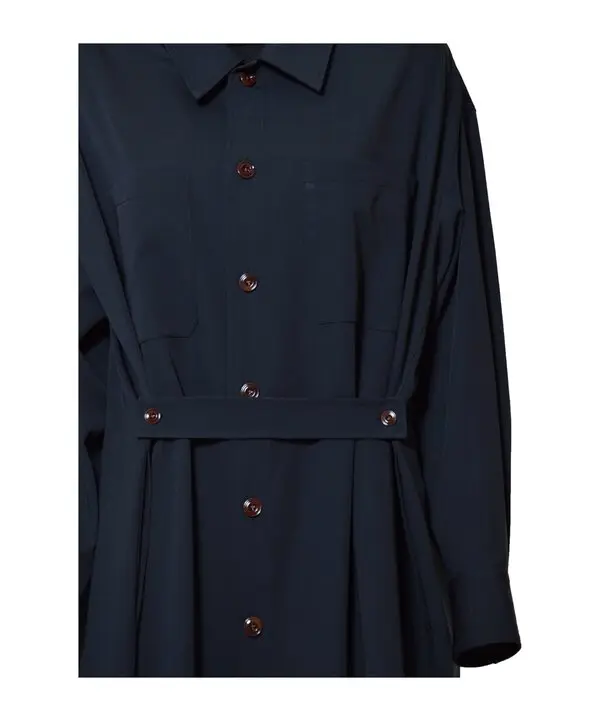 LEMAIRE Pleated Shirt Dress In Light Wool Gabardine