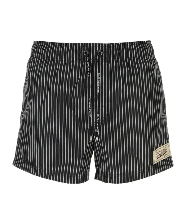 Dolce & Gabbana Striped Swim Shorts - Black