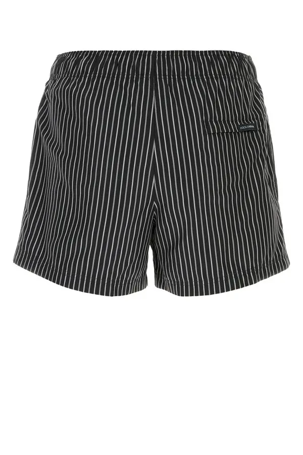 Dolce & Gabbana Striped Swim Shorts - Black
