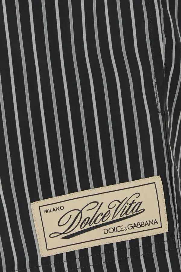 Dolce & Gabbana Striped Swim Shorts - Black