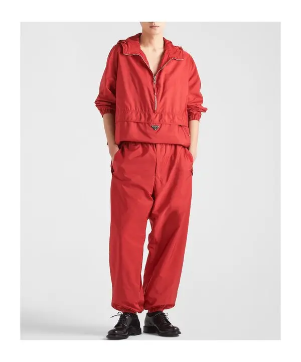 Prada Re-nylon Logo Plaque Wide Leg Track Pants