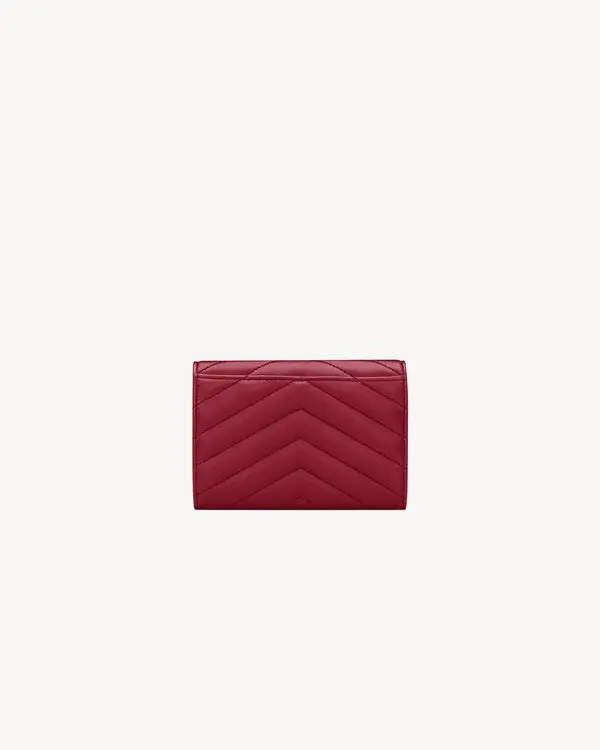 Saint Laurent Cassandre Quilted Wallet - Deep Red