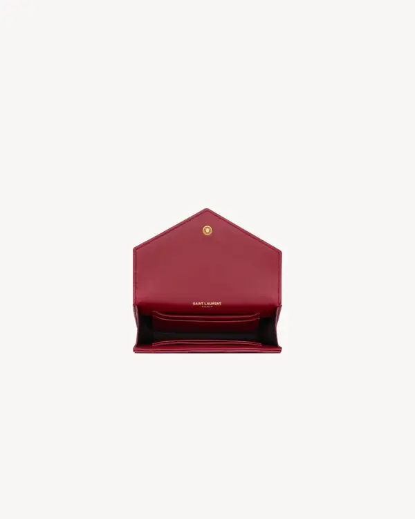 Saint Laurent Cassandre Quilted Wallet - Deep Red